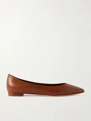 Manolo Blahnik Kietta Leather Flats - Brown
