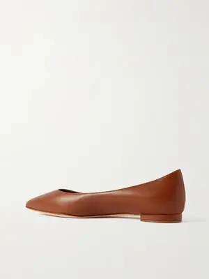 Manolo Blahnik Kietta Leather Flats - Brown