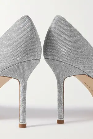 Manolo Blahnik Hangisi 90 Crystal-embellished Glittered Satin Pumps