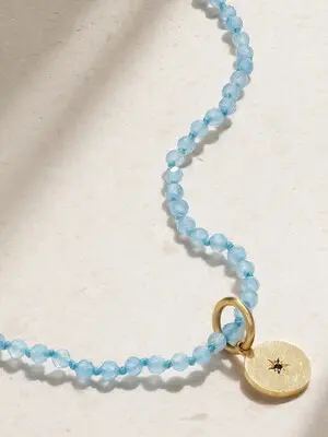 ANDREA FOHRMAN Full/ New Moon 14-karat Gold Chalcedony Pendant Necklace - Blue