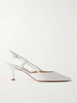 GIANVITO ROSSI Ascent 55 Leather Slingback Pumps - White