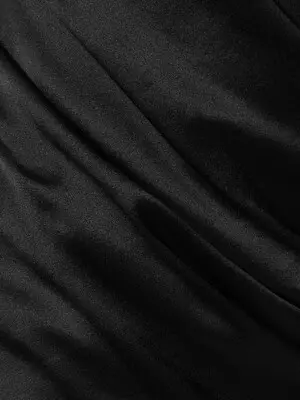 Staud Phare One-shoulder Draped Silk-blend Satin Top - Black