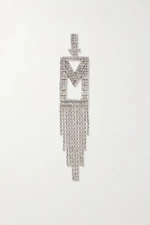 Retrofete Rhodium-plated Crystal Alphabet Single Earring - Silver