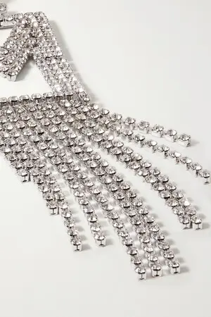 Retrofete Rhodium-plated Crystal Alphabet Single Earring - Silver