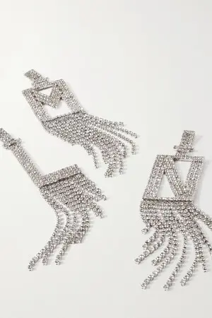 Retrofete Rhodium-plated Crystal Alphabet Single Earring - Silver