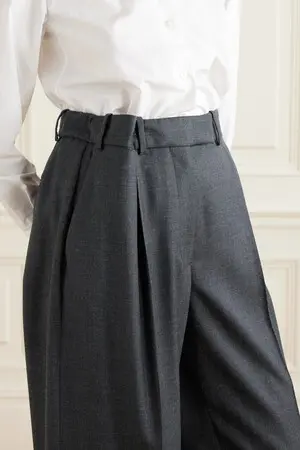 THE ROW Roan Pleated Wide-leg Wool Pants
