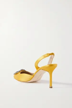 Manolo Blahnik Hangisli 70 Embellished Satin Slingback Pumps - Yellow