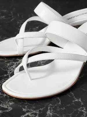 Manolo Blahnik Susa 50 Leather Sandals - White