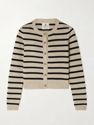 Denimist Cropped Striped Cotton-blend Cardigan