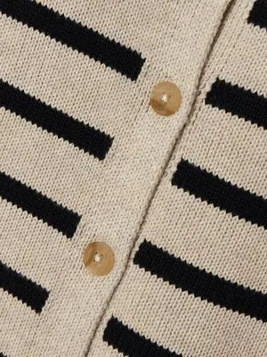 Denimist Cropped Striped Cotton-blend Cardigan