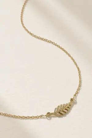 JENNIFER MEYER Mini Leaf 18-karat Diamond Necklace