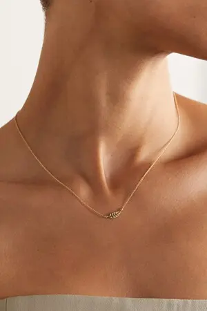 JENNIFER MEYER Mini Leaf 18-karat Diamond Necklace