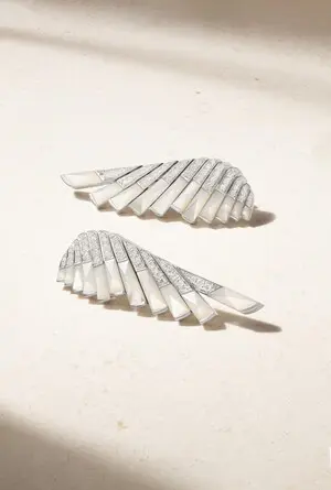 GARRARD Wings Rising 18-karat White Mother-of-pearl And Diamond Earrings - Gold