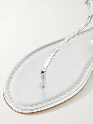 AQUAZZURA Almost Bare Metallic Leather Sandals - Silver