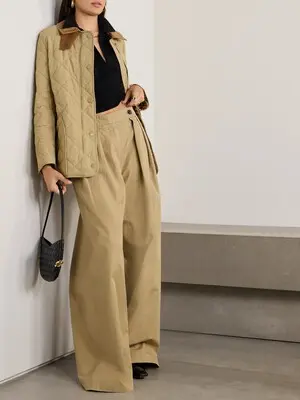 Burberry Corduroy And Leather-trimmed Quilted Jacket
