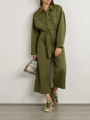 Denimist Utility Belted Cropped Denim Jumpsuit