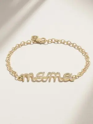 SYDNEY EVAN Large Mama Script Diamond Bracelet - Gold