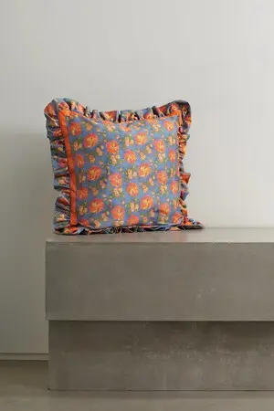 Loretta Caponi Ruffled Floral-print Cotton Down Cushion