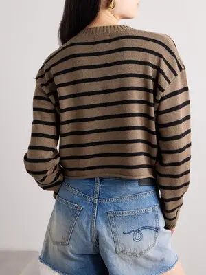 Denimist Cropped Striped Cotton-blend Sweater