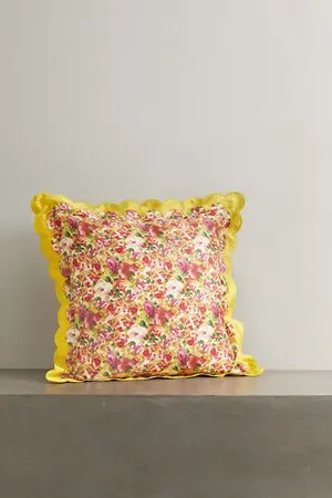 Loretta Caponi Scalloped Floral-print Cushion - Pink