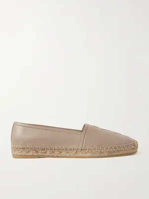 Saint Laurent Cassandre Logo-embossed Leather Espadrilles - Neutrals
