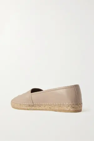 Saint Laurent Cassandre Logo-embossed Leather Espadrilles - Neutrals