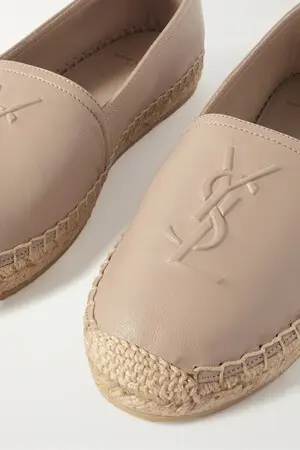 Saint Laurent Cassandre Logo-embossed Leather Espadrilles - Neutrals