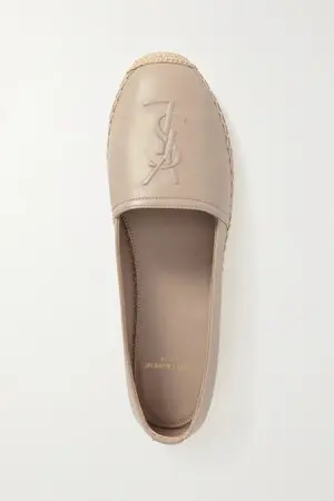 Saint Laurent Cassandre Logo-embossed Leather Espadrilles - Neutrals