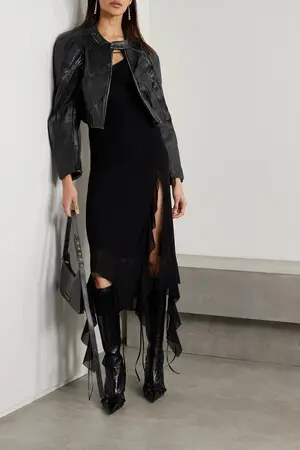 Acne Studios Paneled Distressed Leather Jacket