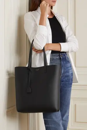 Saint Laurent Leather Tote With Pouch - Black