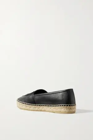 Saint Laurent Cassandre Logo-embossed Leather Espadrilles - Black