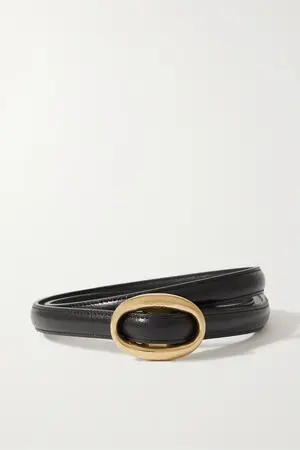 Saint Laurent Glossed Leather Belt - Black