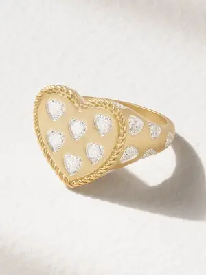Yvonne Léon 9-karat Diamond Signet Ring - Gold