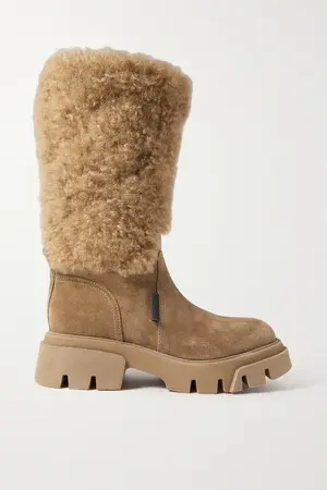 Brunello Cucinelli Shearling And Suede Boots