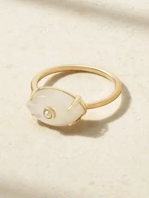 SYDNEY EVAN Evil Eye 14-karat Moonstone And Pearl Ring - Gold