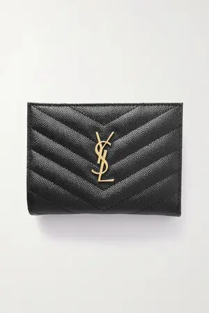 Saint Laurent Cassandre Quilted Textured-leather Wallet Black