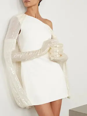 Safiyaa Sequined Satin Gloves