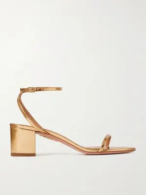 AQUAZZURA Olie 50 Metallic Leather Sandals
