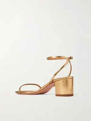 AQUAZZURA Olie 50 Metallic Leather Sandals