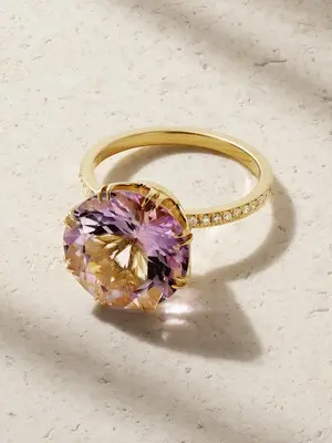 Ileana Makri Solitaire Crown 18-karat Amethyst And Diamond Ring - Gold