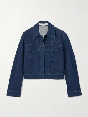 Another Tomorrow Cropped Denim Trucker Jacket