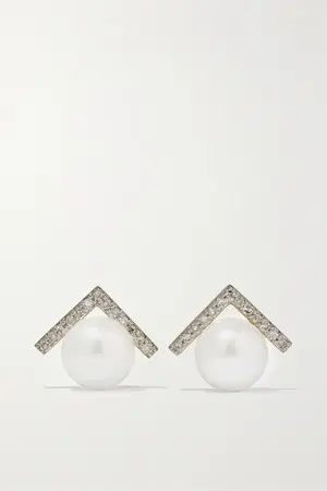 Mateo 14-karat Diamond And Pearl Stud Earrings - Gold