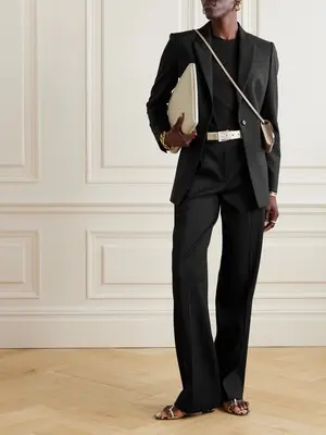 Another Tomorrow Grain De Poudre Wool Blazer