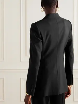 Another Tomorrow Grain De Poudre Wool Blazer