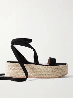 GIANVITO ROSSI Suede Platform Espadrilles - Black