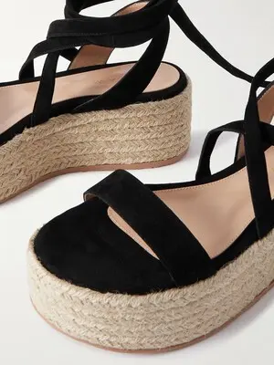 GIANVITO ROSSI Suede Platform Espadrilles - Black