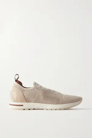 Loro Piana Flexy Leather-trimmed Wool-blend Sneakers - Neutrals