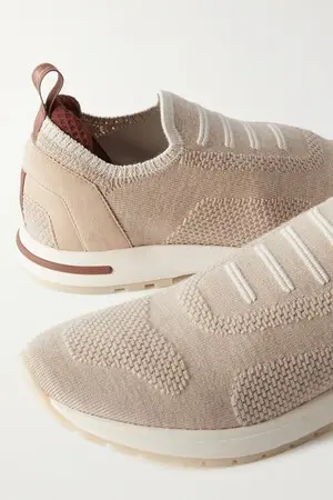 Loro Piana Flexy Leather-trimmed Wool-blend Sneakers - Neutrals
