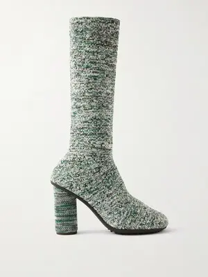 Bottega Veneta Atomic Ribbed-knit Knee Boots - Green