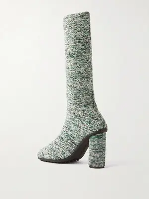Bottega Veneta Atomic Ribbed-knit Knee Boots - Green